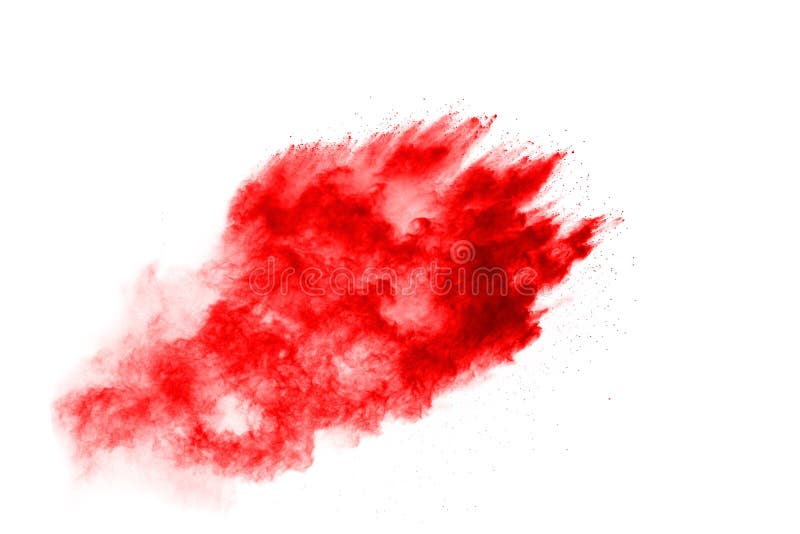 Red Powder Explosion on White Background. Stock Image - Image of ...