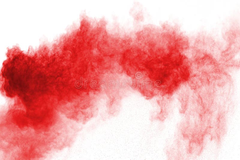 Red Powder Explosion on White Background. Stock Image - Image of freeze ...