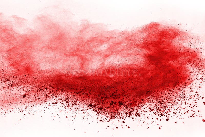 Red Powder Explosion on White Background. Stock Photo - Image of ...