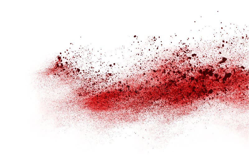 Red Powder Explosion on White Background. Stock Image - Image of blast ...