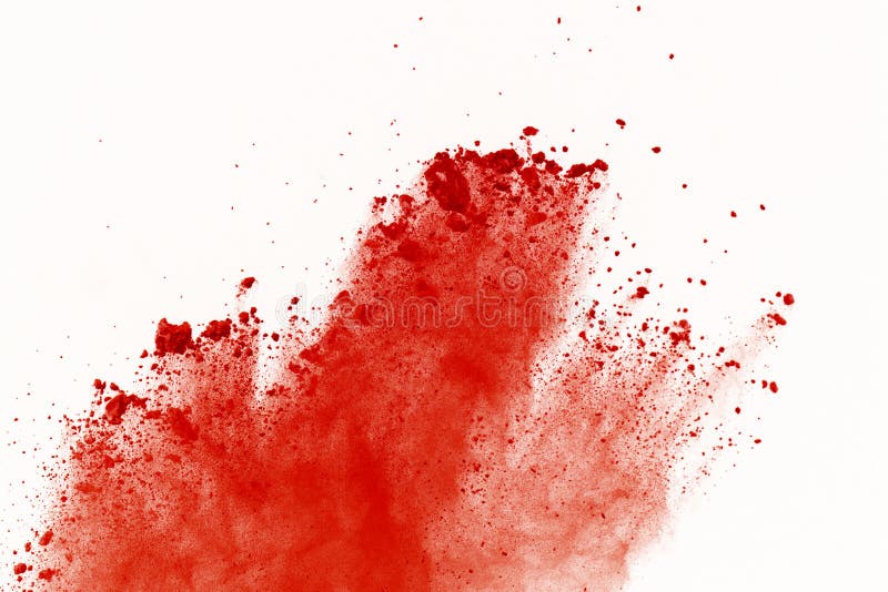 Red Powder Explosion on White Background. Paint Holi Stock Image ...