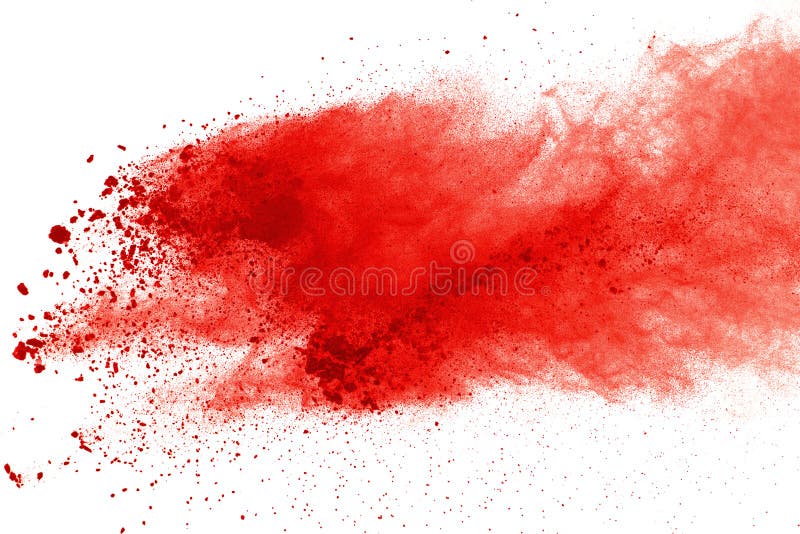 Red Powder Explosion on White Background. Paint Holi Stock Image ...