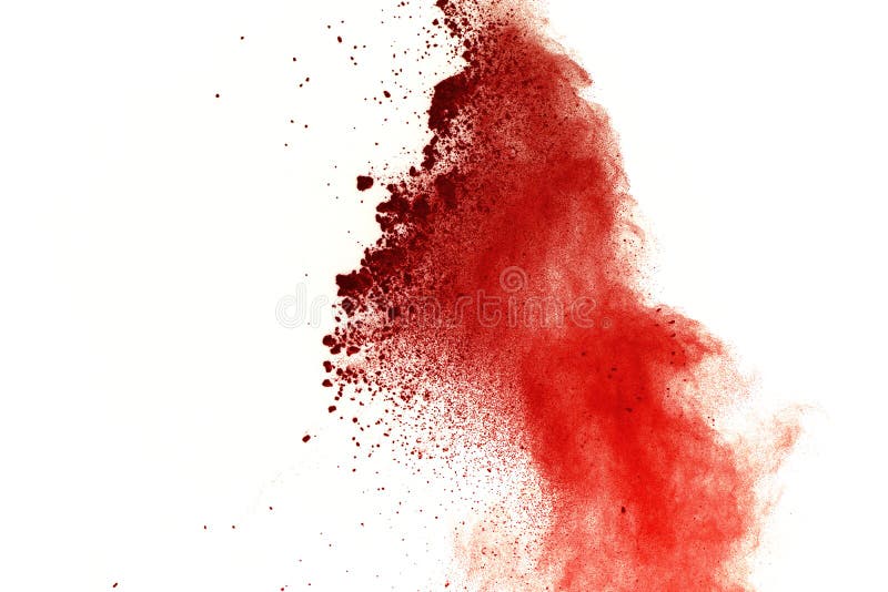 Red Powder Explosion on White Background. Paint Holi Stock Image ...