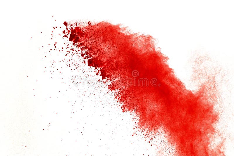 Red Powder Explosion on White Background. Paint Holi Stock Photo ...