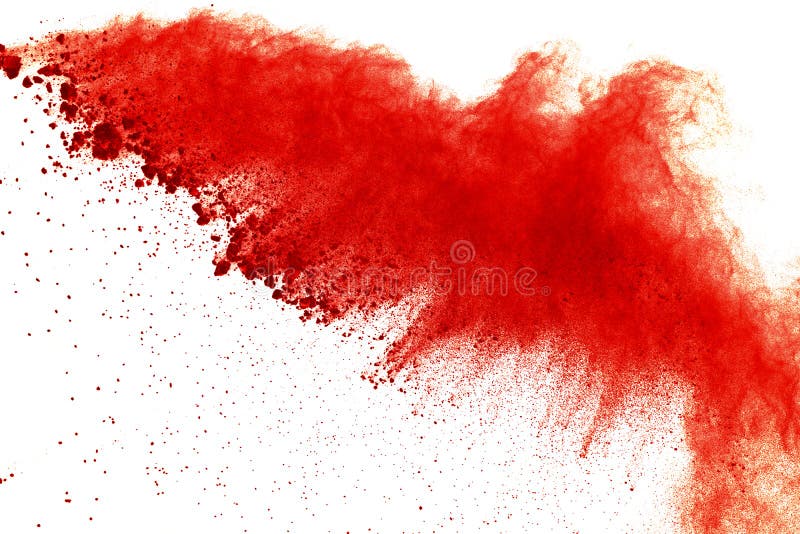 Red Powder Explosion on White Background. Paint Holi Stock Photo ...