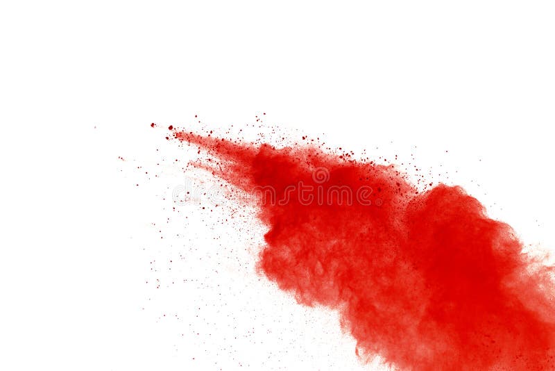 Red Powder Explosion on White Background. Paint Holi Stock Photo ...
