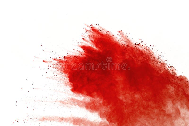 Red Powder Explosion on White Background. Paint Holi Stock Image ...
