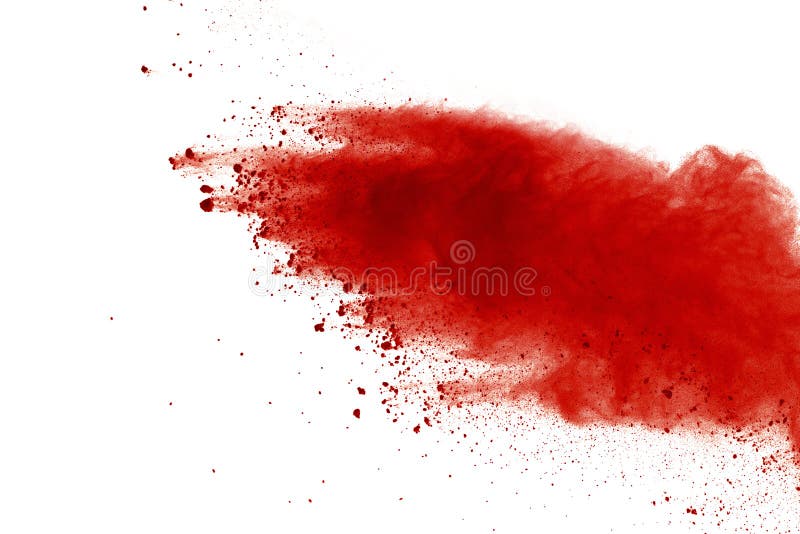 Red Powder Explosion on White Background. Paint Holi Stock Photo ...