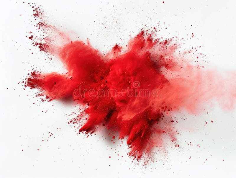 Red Powder Explosion on White Surface Stock Image - Image of explosion ...