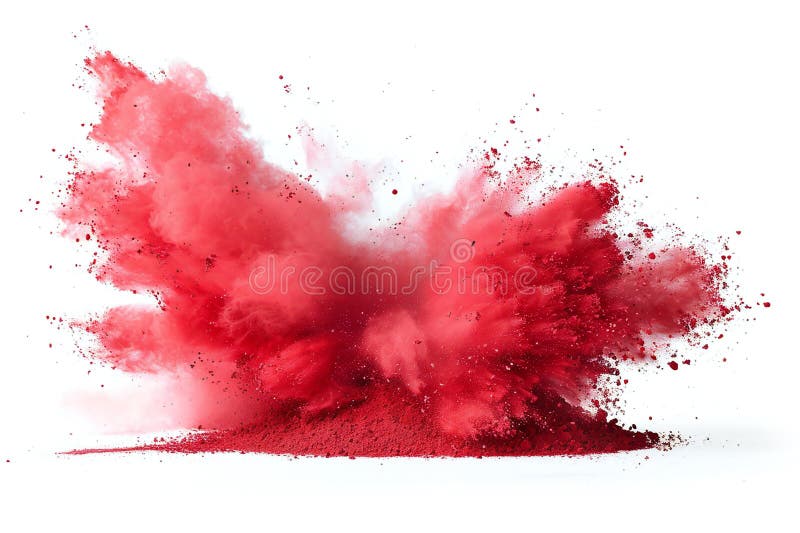 Red Powder Splash Isolated on White Background, Red Color Explosion ...