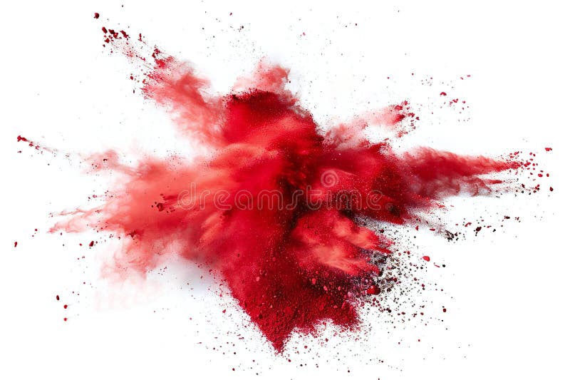 Red Powder Splash Isolated on White Background, Red Color Explosion ...