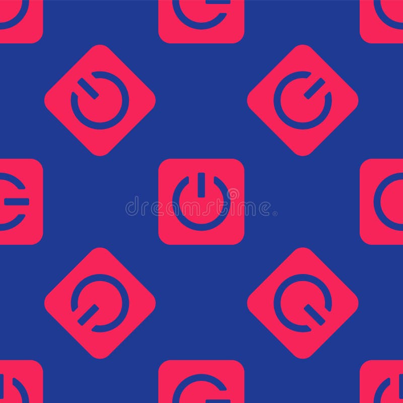 Red Power Button Icon Isolated Seamless Pattern on Blue Background ...