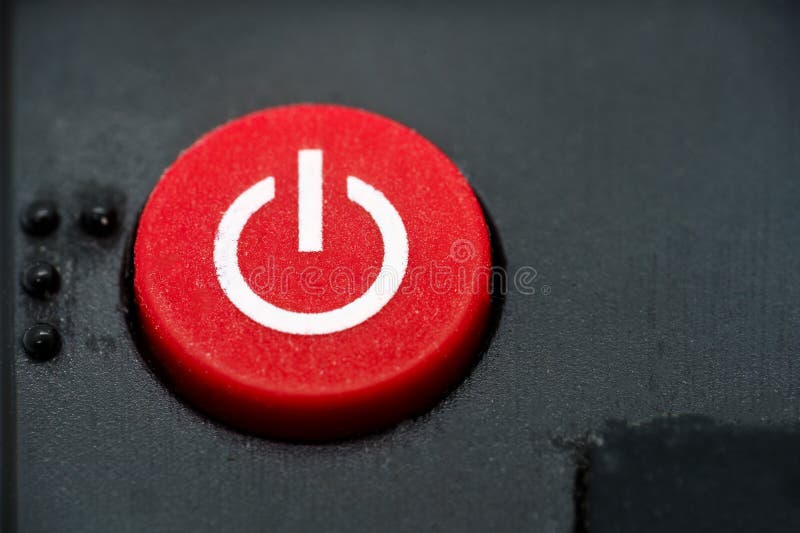 Red Power Button of a TV Remote, Close Up Stock Photo - Image of macro ...