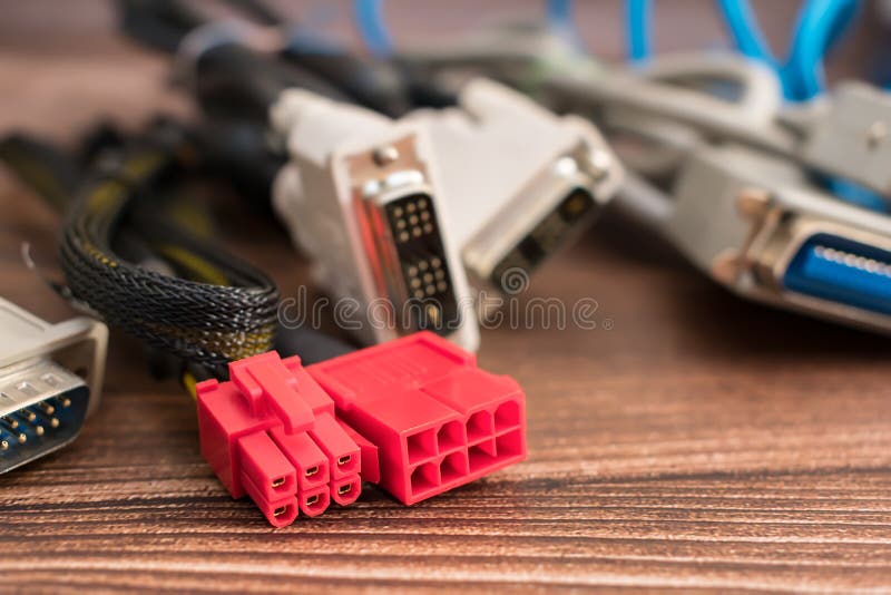 Red Power Connector from the Computer`s Power Supply Stock Image ...