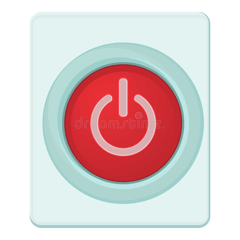 Red Power on or Off Button Icon, Cartoon Style Stock Vector ...