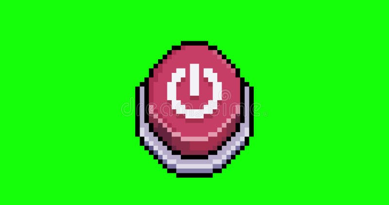 Red Power Off Button in Pixel Art and 8-bit Style, Power Off Button ...