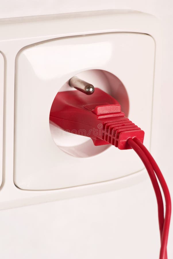 Red power plug stock image. Image of consumption, jack - 12457355