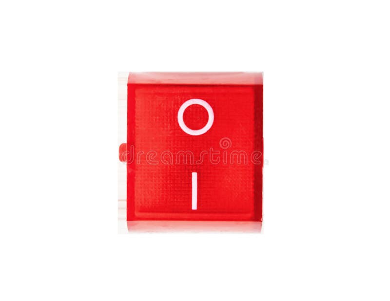 Red Power Switch Button with Symbols I - Means on, 0 - Off, Isolated on ...