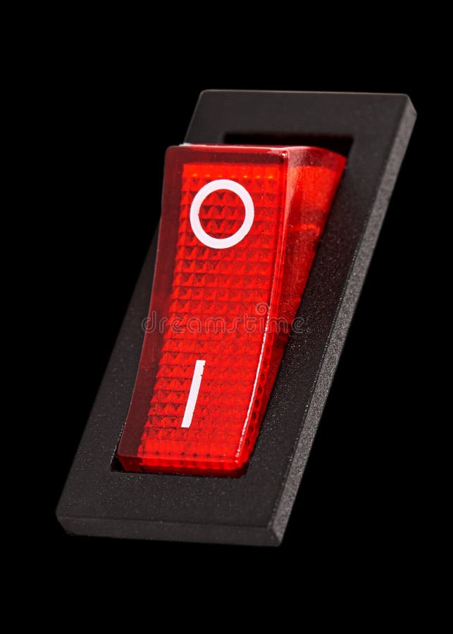 Red Power Switch at on Position, Isolated on White Background Stock ...