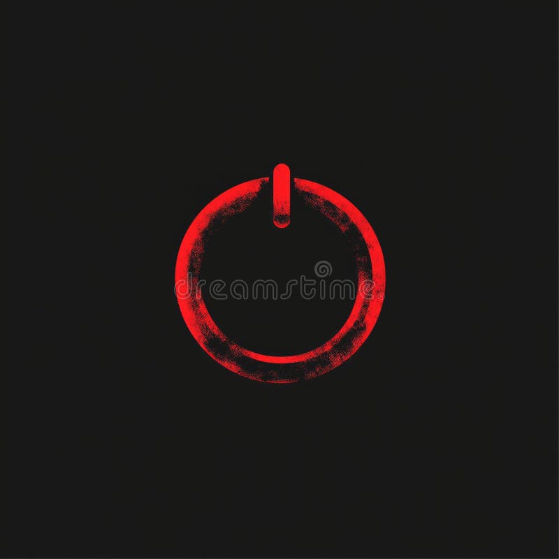 Red Power Symbol on Black Background with Grunge Effect Stock ...