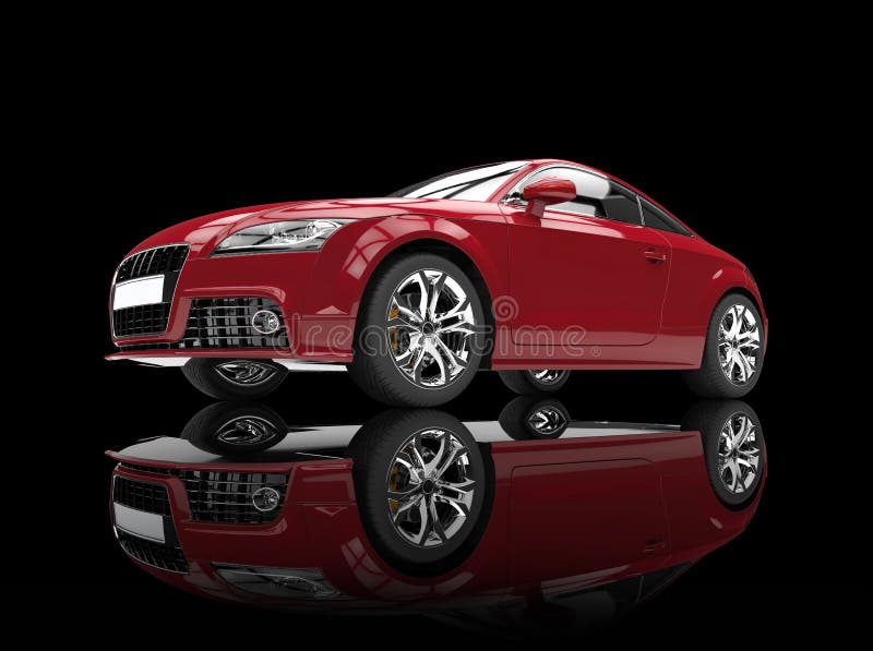 Red Powerful Car on Black Background Stock Illustration - Illustration ...