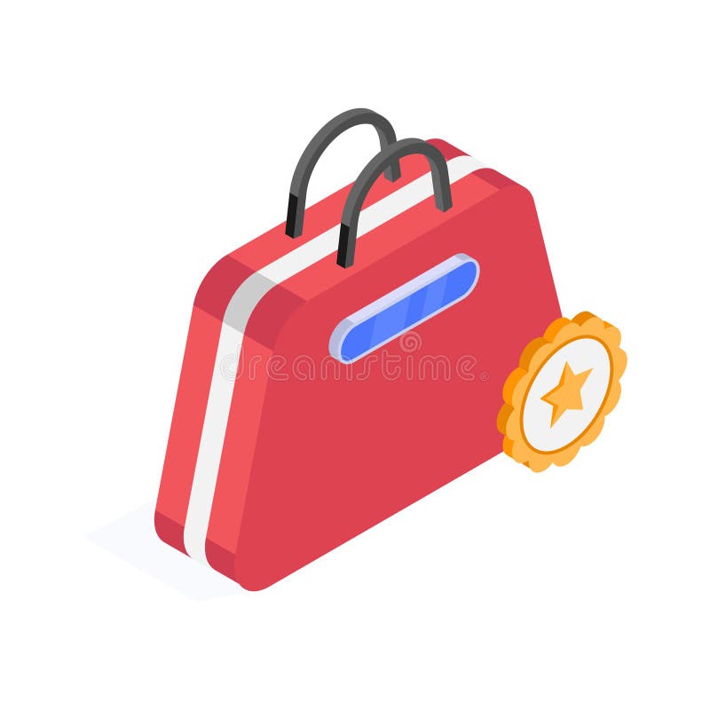 Red Premium Shopping Bag with a Badge Icon. Stock Vector - Illustration ...