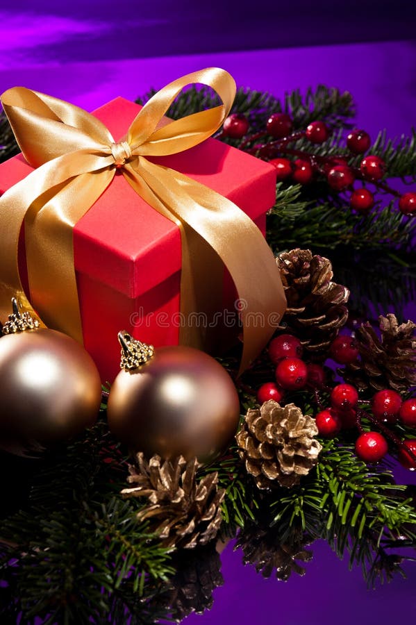 Red Christmas Present Lights Background Stock Image - Image of glitter ...