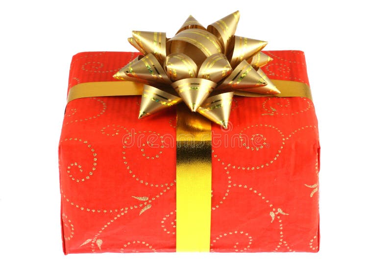 Red Present with gold bow stock photo. Image of bridal - 7373282