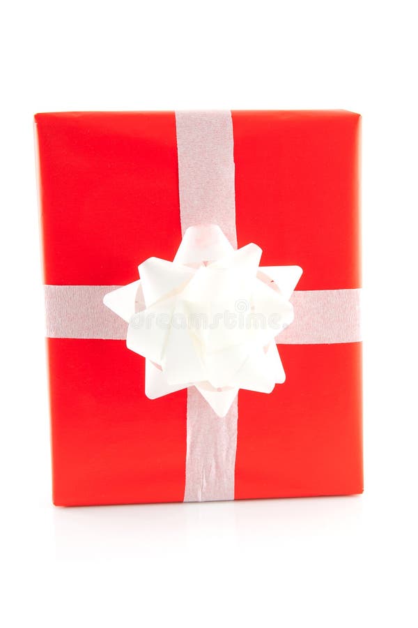 Red present with white bow stock image. Image of surplise - 17291847