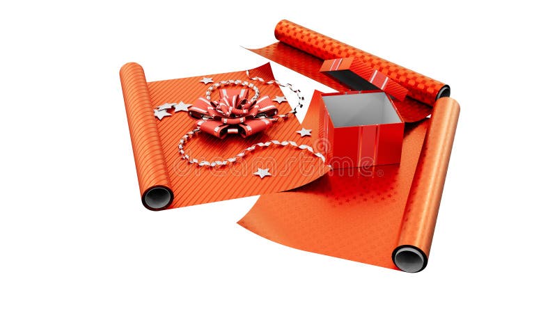 Red Present Wrapping and Giftbox on White Bg, Isolated - Object 3D ...