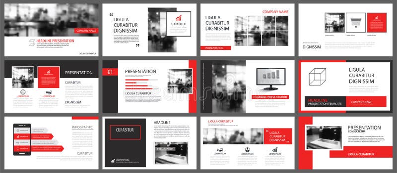 Red Presentation Templates and Infographics Elements Background. Stock ...