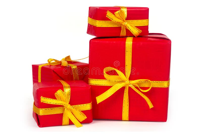 Red Presents with with Yellow Ribbon Stock Photo - Image of yellow ...