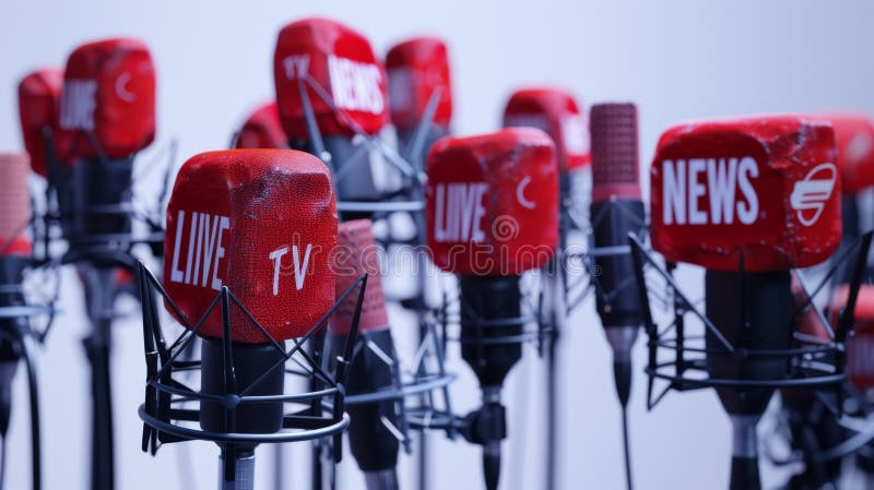 The Red Press Microphones. AI Generated Stock Illustration ...