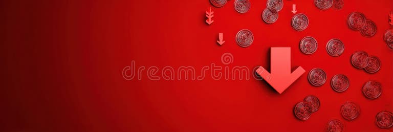Red Price Drop Arrow with Coin Icons Indicating a Significant Decrease ...