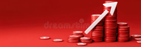Red Price Drop Arrow Signals Decrease in Value with Stacks of Coin ...
