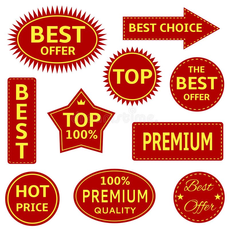 Red price labels stock vector. Illustration of icon, merchandise - 51661344