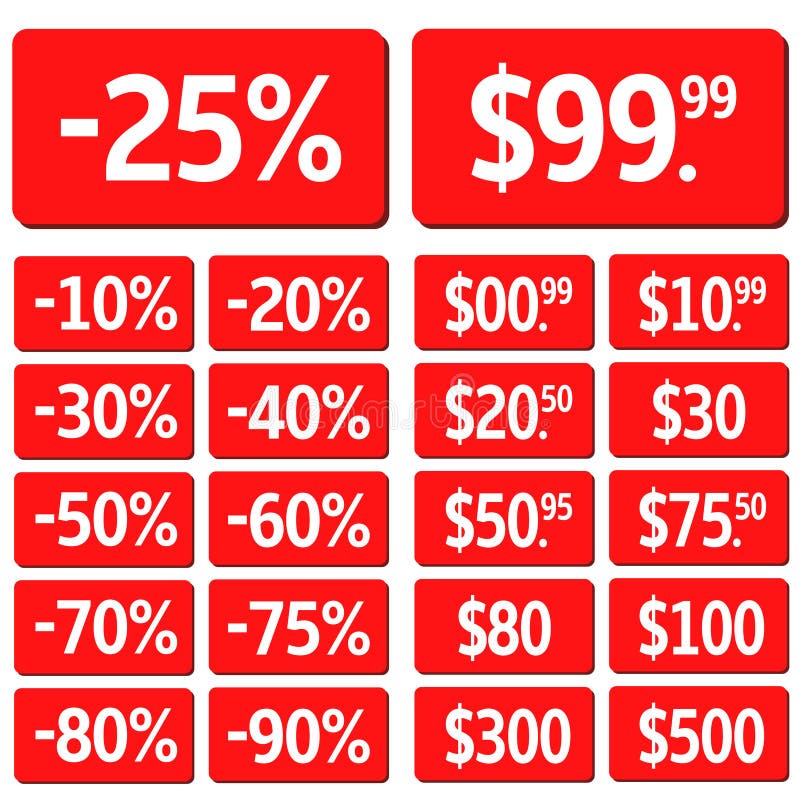 Red price set stock vector. Illustration of choice, badge - 51666248