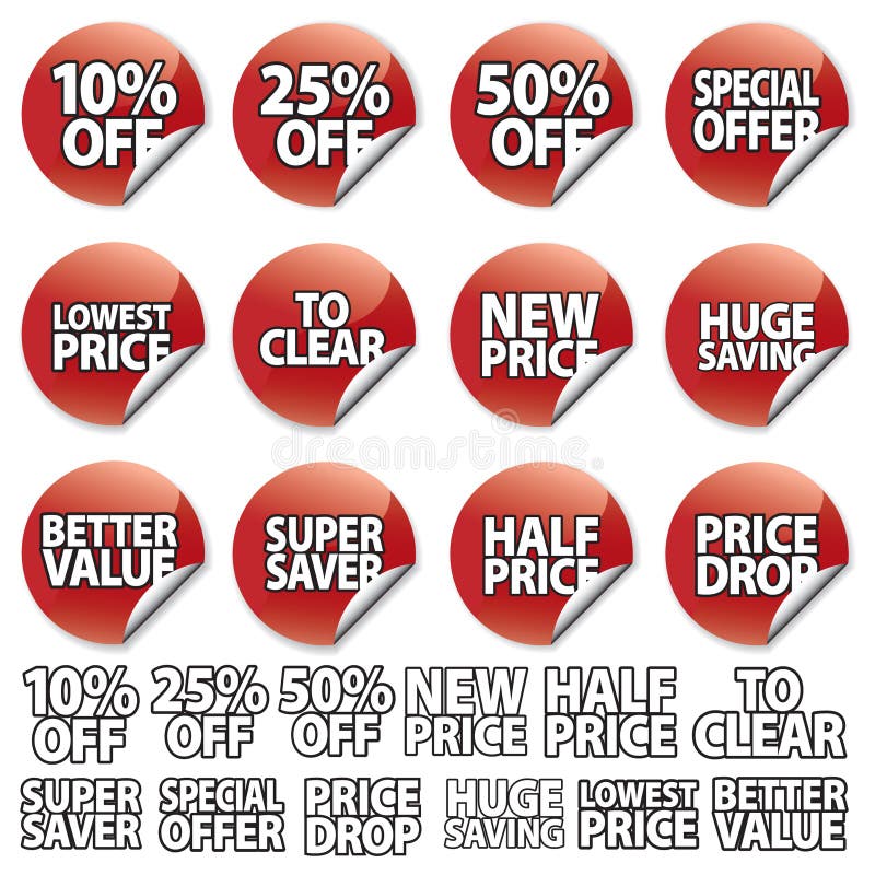 Red Price Sticker stock vector. Illustration of money - 10966407