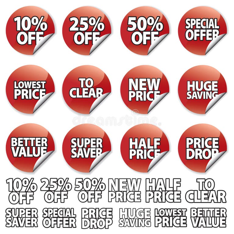 Red Price Sticker stock vector. Illustration of money - 10966407