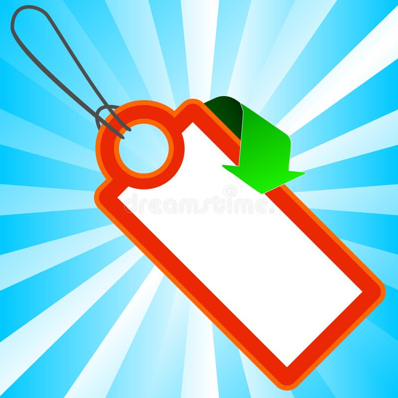Red price tag with arrow stock vector. Illustration of design - 31061384