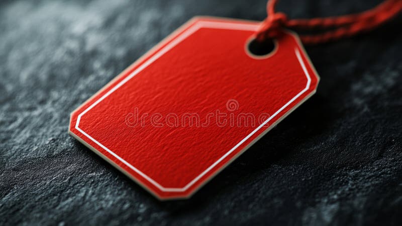 Red Price Tag on a Dark Textured Surface. Stock Photo - Image of price ...