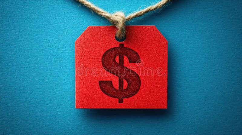 Red Price Tag with Dollar Sign Stock Illustration - Illustration of ...