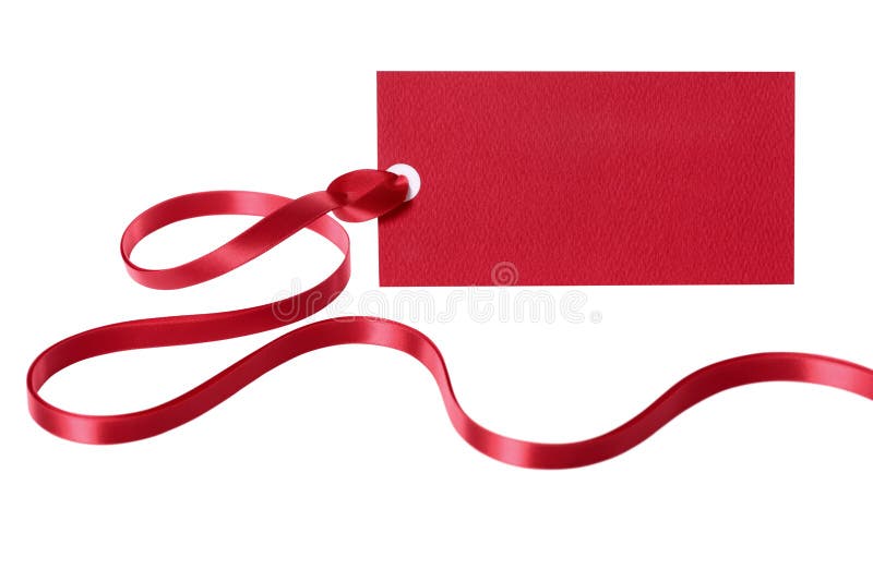 Red Price Tag Or Label With Ribbon Isolated On White Background Stock ...