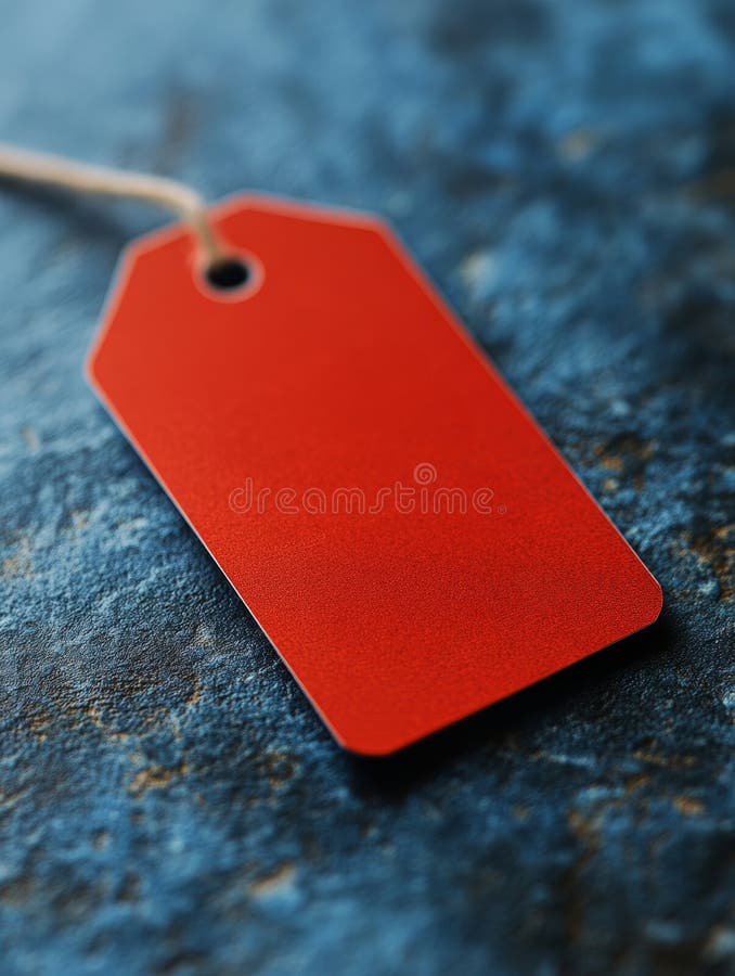 Red Price Tag on a Textured Blue Background. Stock Photo - Image of ...