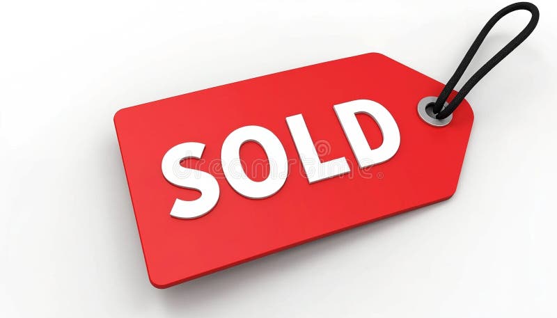 Sold Success: a Red Price Tag Indicating a Completed Purchase ...