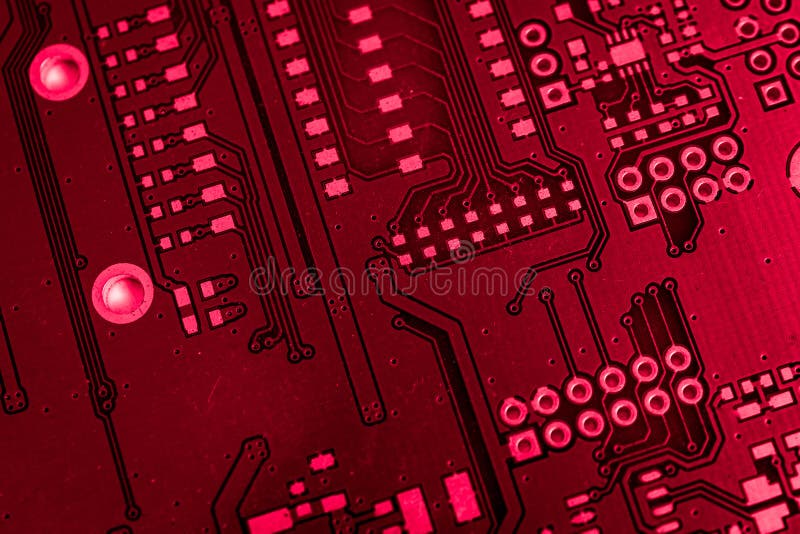 Red Printed Circuit Board with Gold Plating Stock Photo - Image of ...