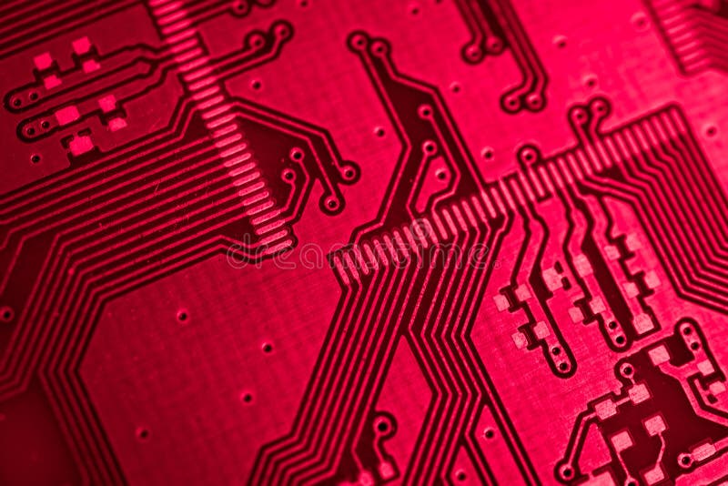 Red Printed Circuit Board with Gold Plating Stock Photo - Image of ...