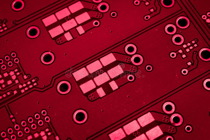 Red Printed Circuit Board with Gold Plating Stock Image - Image of ...