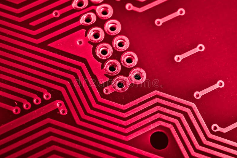Red Printed Circuit Board with Gold Plating Stock Photo - Image of ...