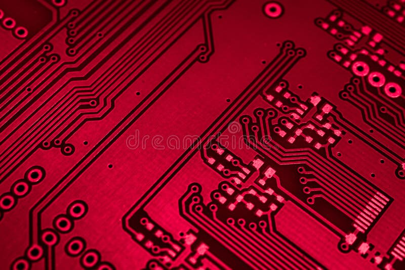 Red Printed Circuit Board with Gold Plating Stock Photo - Image of ...